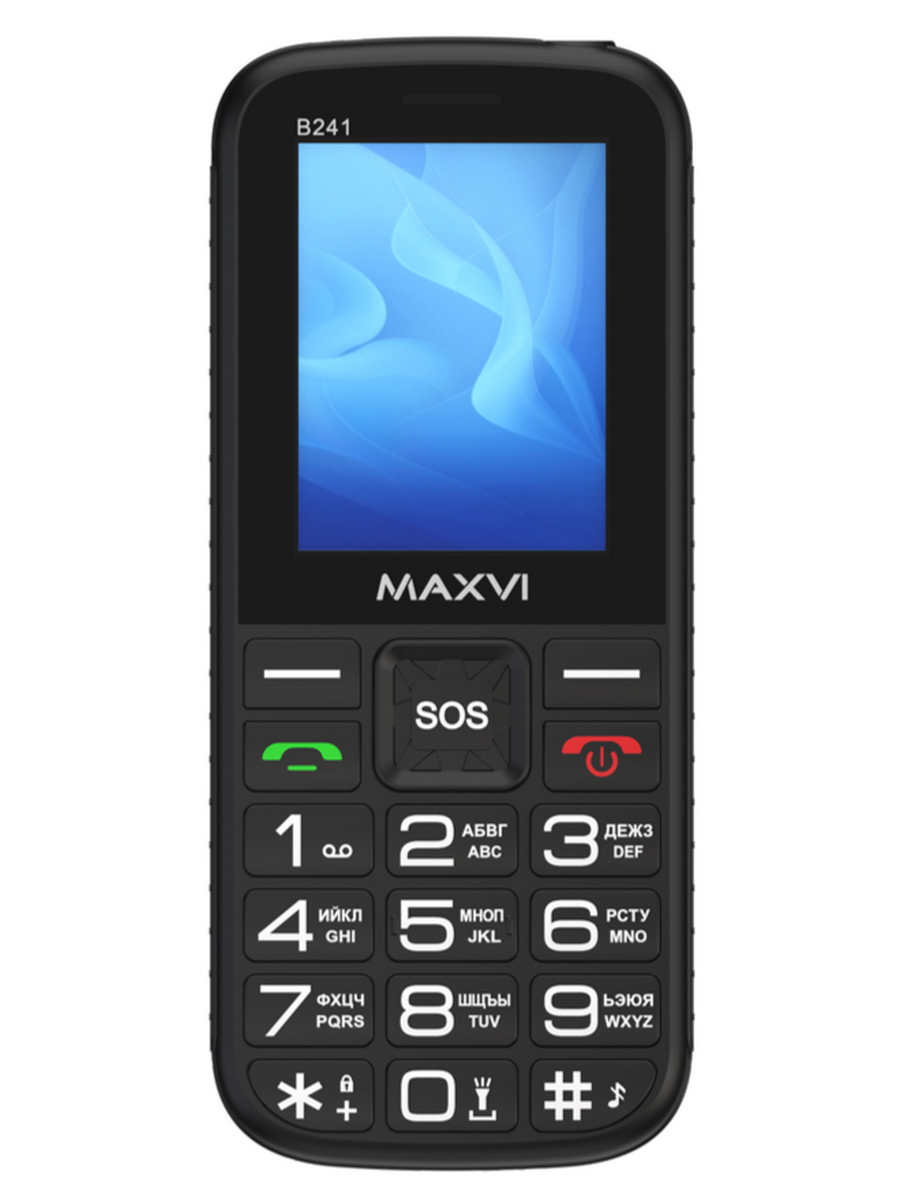 Мобильный телефон Maxvi B241 Черный 2 sim 2.4″ TFT 2G 2300 mAh RU