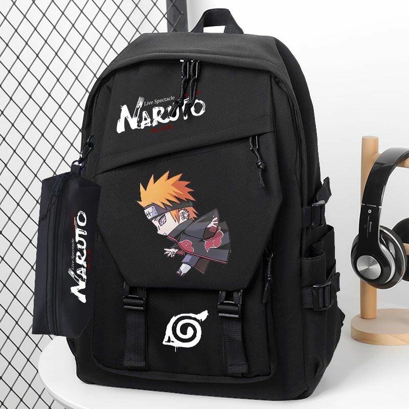 Рюкзак Akatsuki из Naruto, стильный аниме-дизайн, прочный водоотталкивающий нейлон, вместительное 14" отделение, удобный многослойный каркас