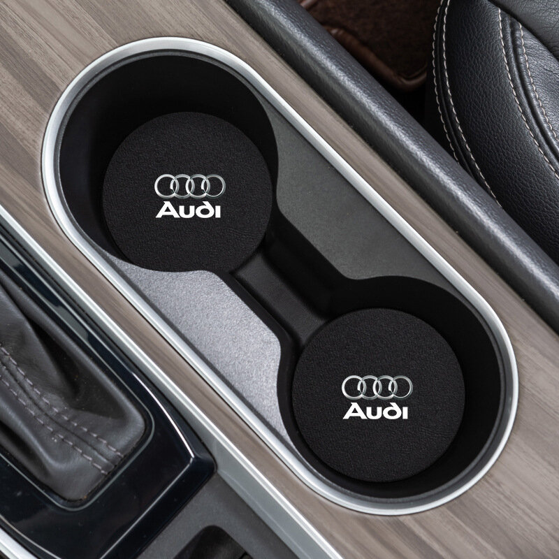 Велюр автомобильная подставка для стакана для Audi с антипролетным покрытием черный цвет без логотипа пара декор