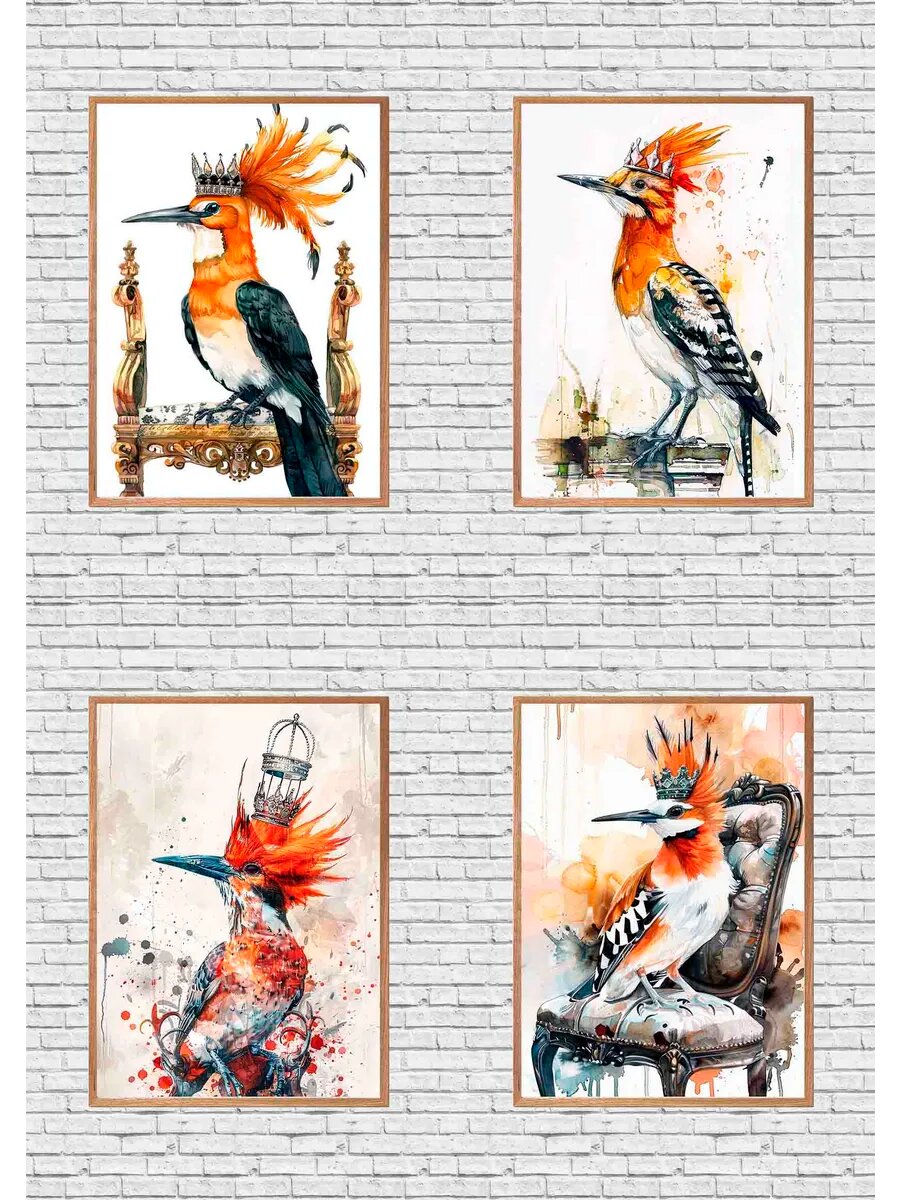 Удод - птица, король Англии, 4 Плаката, 30x21см