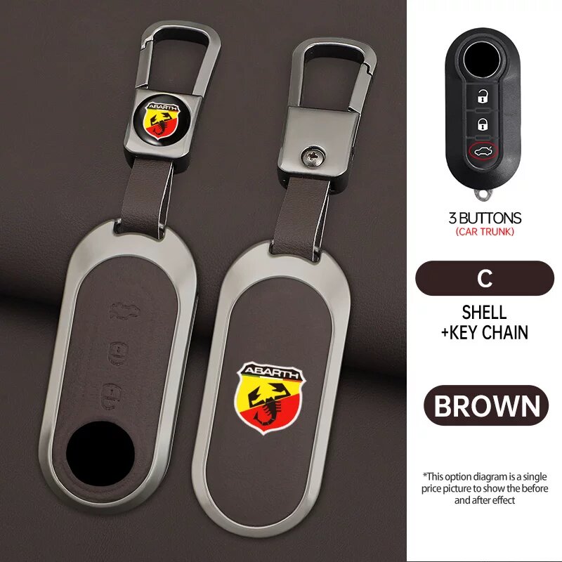 Ключевой чехол Gunmetal Brown с квадратной пряжкой для багажника автомобиля - модели Fiat
