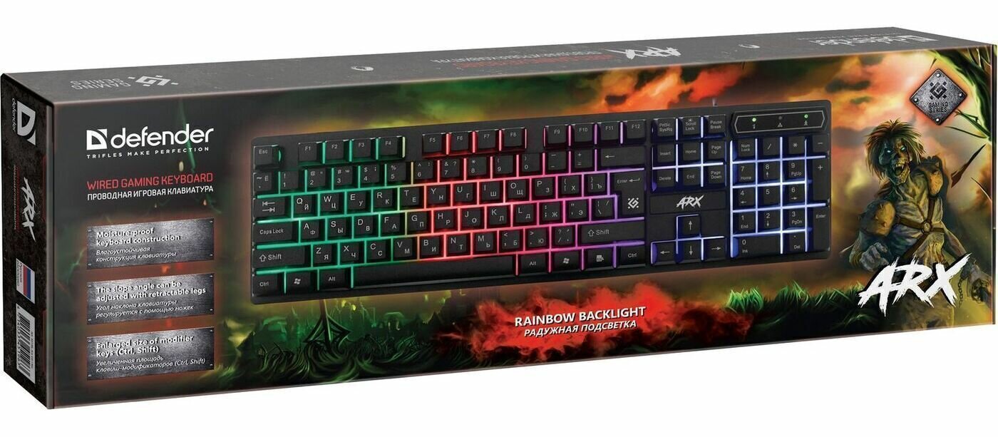 Игровая клавиатура проводная Defen der Arx GK-196L, черный