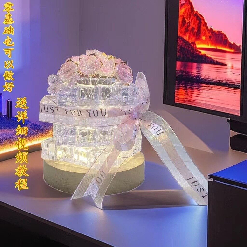 Набор для рукоделия с бабочкой и розами, светодиодная ночник USB, 18 цветов, 8 см основание, 3 цвета, стандартная