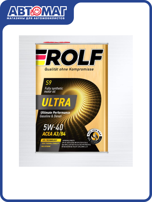Моторное масло ROLF Ultra 5W-40 (4л) ROLF ROLF-5W40-UA3B4-4L