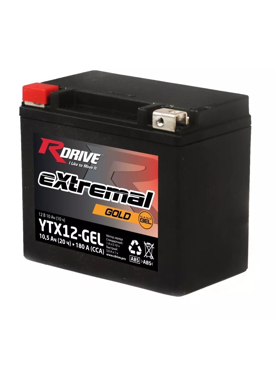 Аккумулятор RDRIVE GOLD YTX12-GEL 12V 10.5Ач прям. пол.