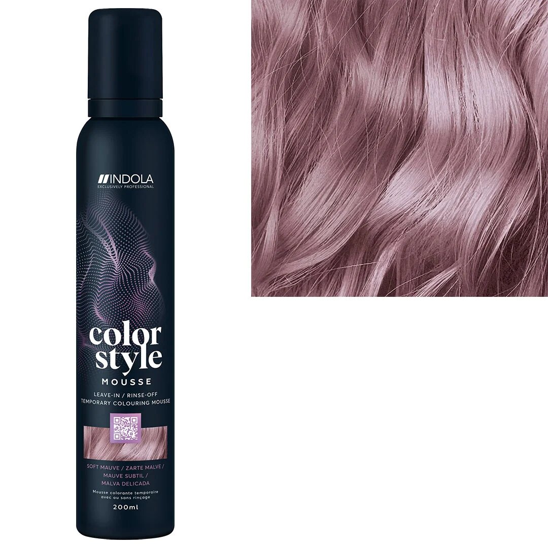 Indola Color Style Mousse Soft Mauve - Оттеночный мусс для укладки волос нежно-лиловый 200 мл