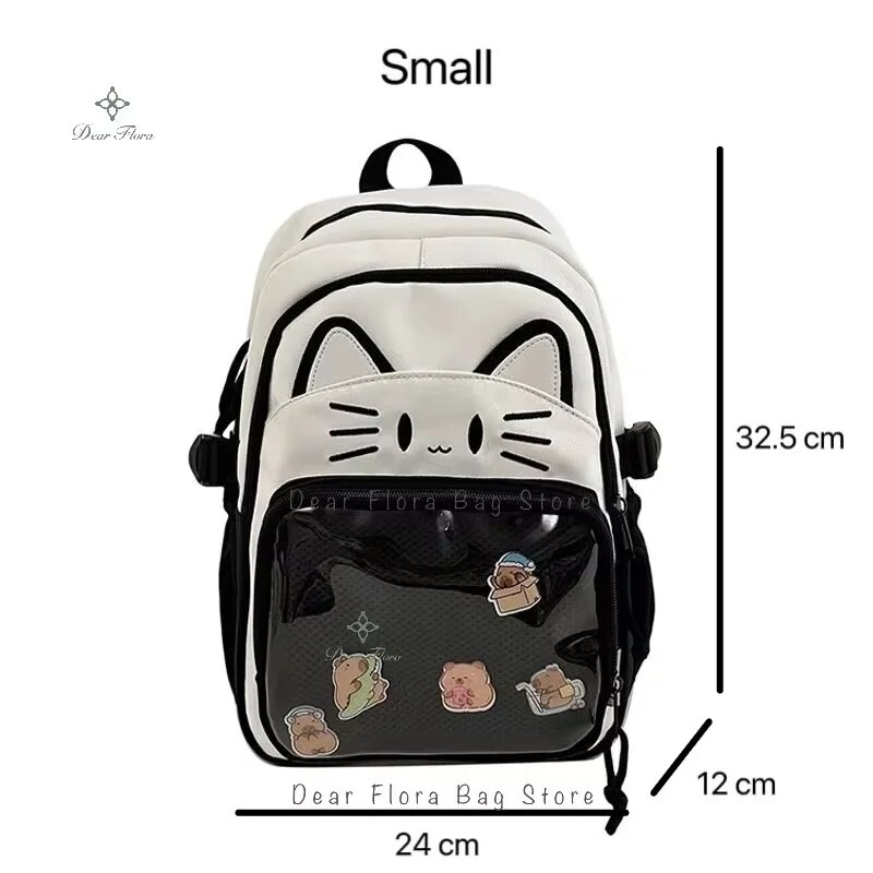 Черный рюкзак "Кот" Small, DIY, школьный