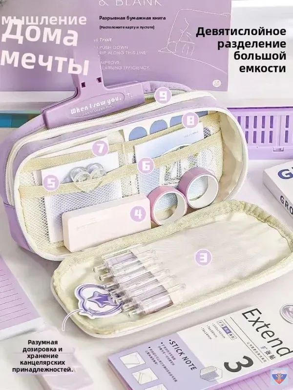 Стильный бестселлер для школьников начальных классов, большой пенал синего оттенка