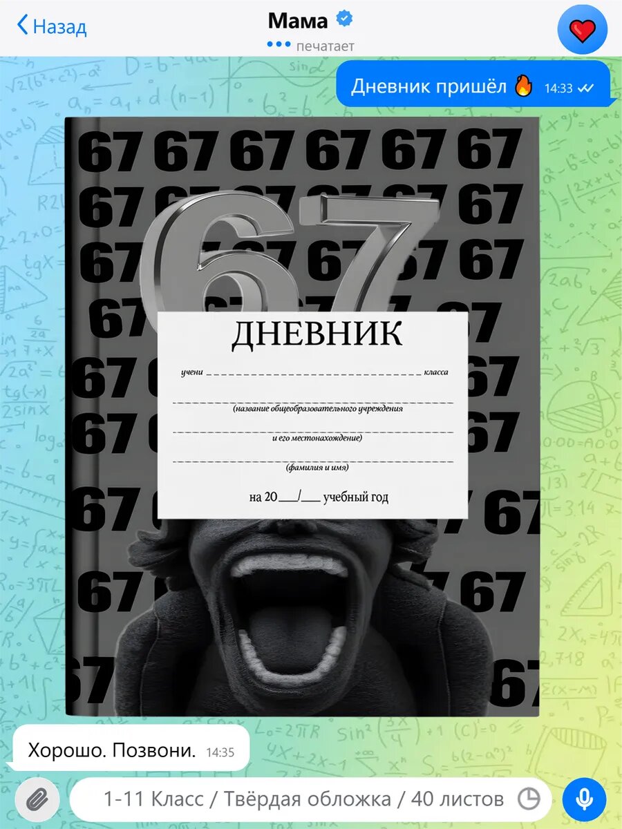 Школьный дневник с принтом 67
