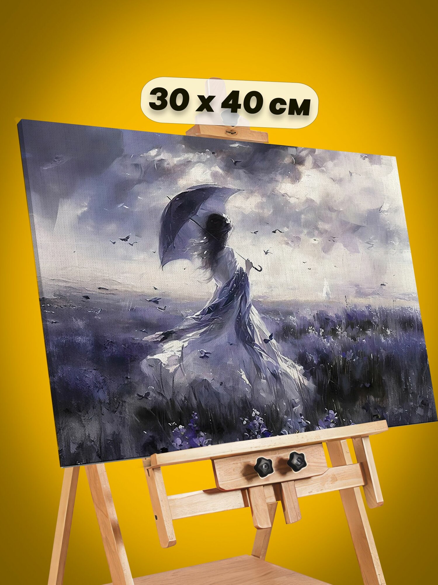 Картина на стену Девушка Арт с зонтиком живопись 30x40
