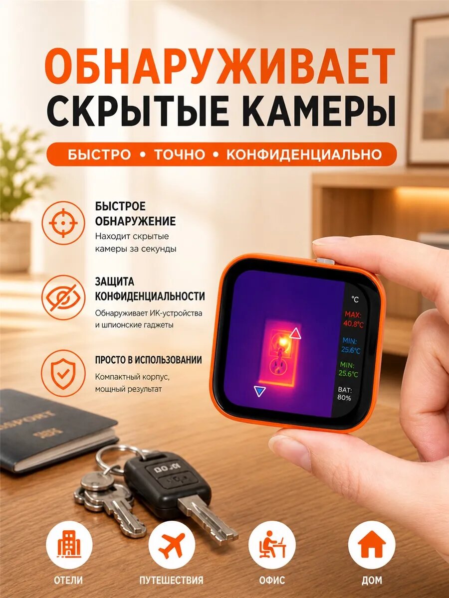 Тепловизионная камера, с сенсорным дисплеем, автономная, 32x32