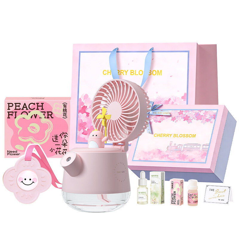 Мини-настольный вентилятор CHIELYUAL QY A04 2, lucky cat (romantic cherry blossom gift set), с увлажнителем