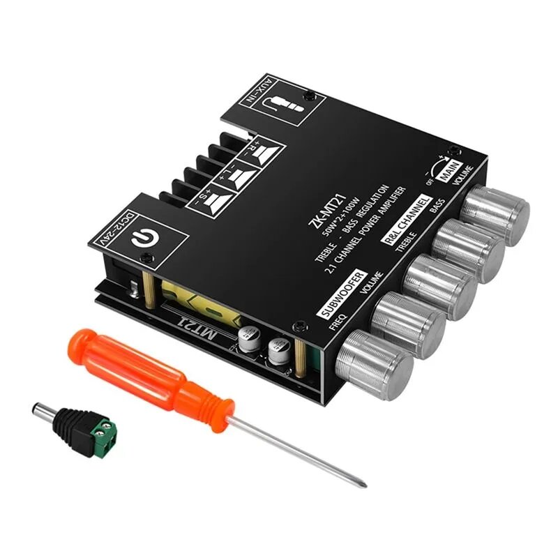 Плата цифрового усилителя мощности -MT21 50Wx2 + 100 Вт, 2,1-канальный AUX BT5.0, плата с высоким низким тоном Super
