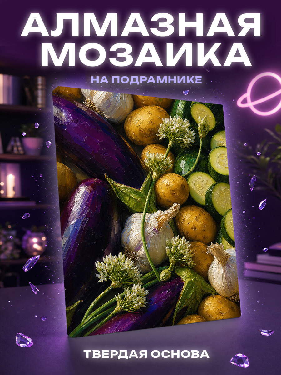 Алмазная мозаика Фиолетовый урожай с чесноком