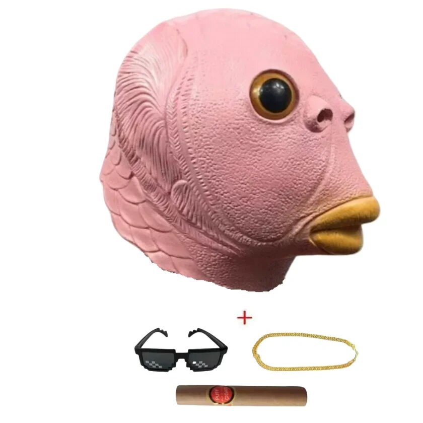 Зеленая рыбий голова маска из латекса pink 4pcs