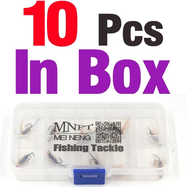 MNFT Рыболовные мушки 10 шт, размер 10#, золото 10Pcs In Box