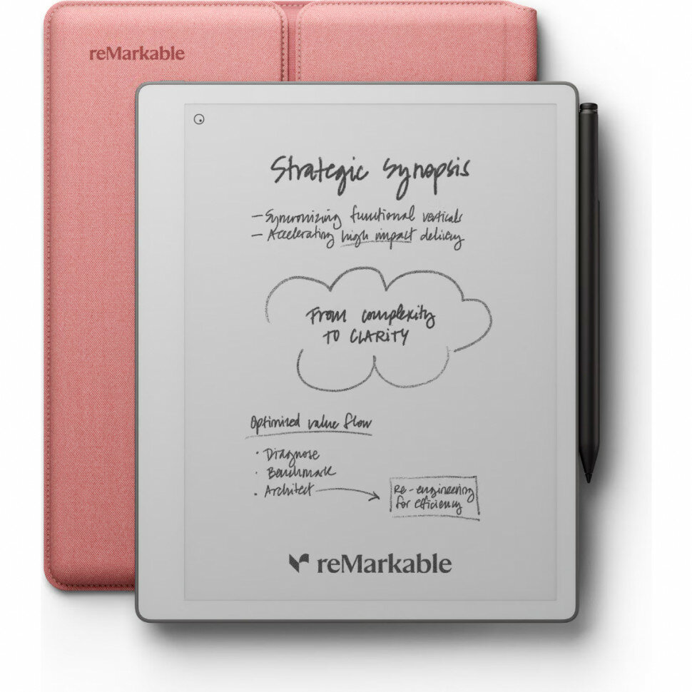 Графический планшет reMarkable Paper Pure+Marker Plus+Sleeve Folio, Desert Pink