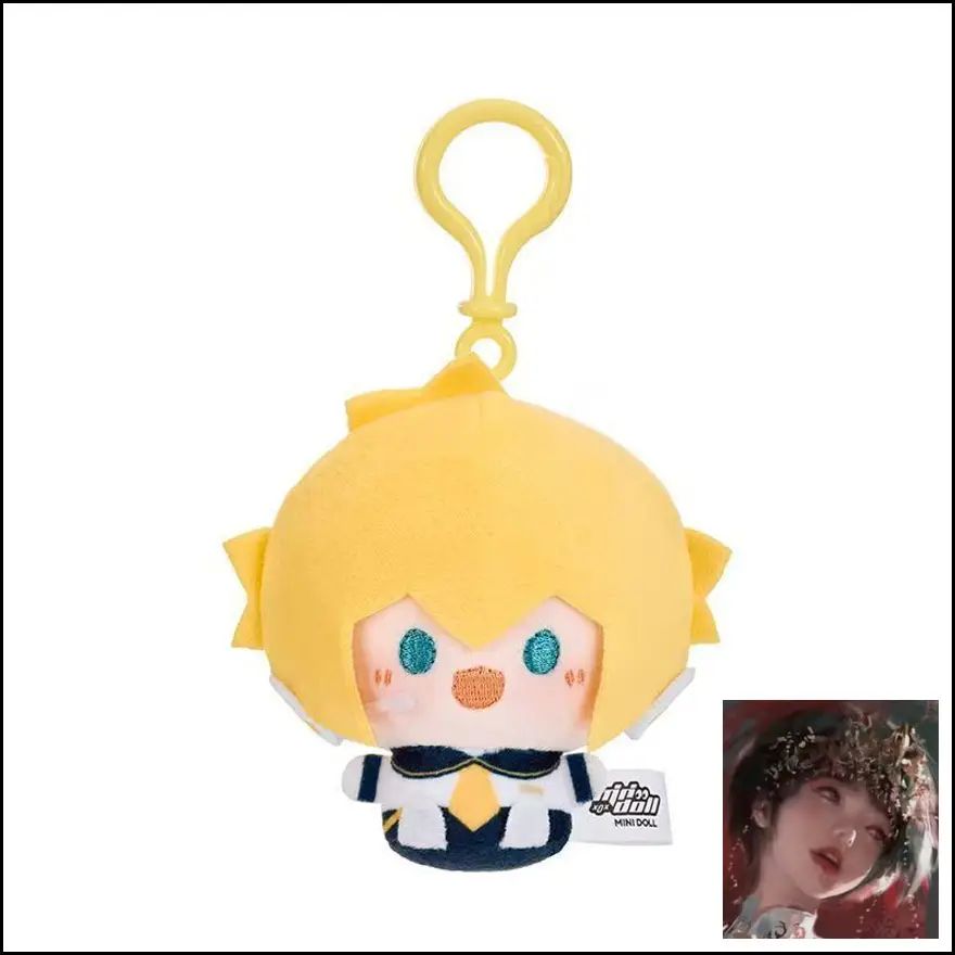 Плюшевый брелок Кагаминэ Лен Vocaloid MINIDOLL, мягкая фигурка 8 см, жёлтый, с карабинкой, персонаж аниме