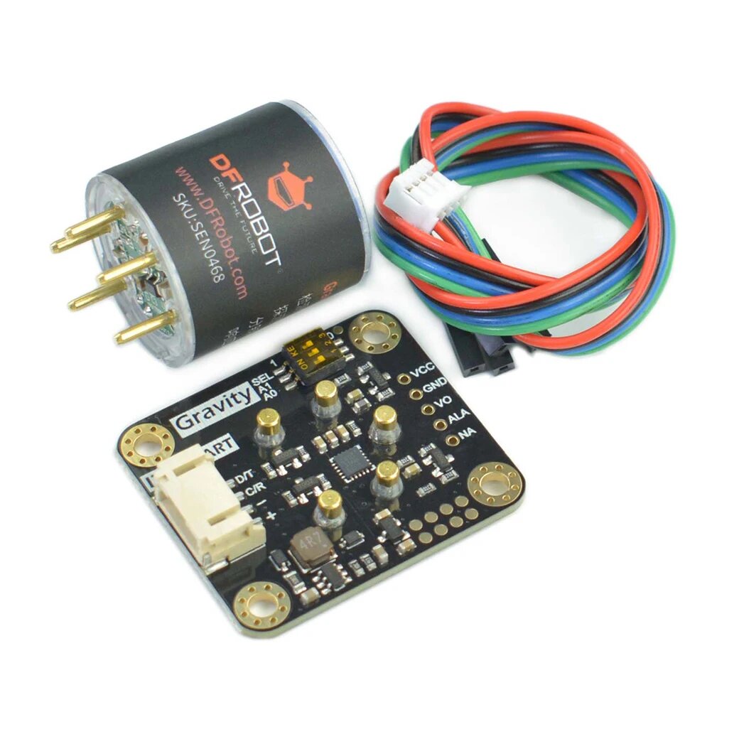 Высокочувствительный датчик газов DFRobot (CO, O2, NH3, H2S, NO2, HCL, H2, PH3, SO2, O3, CL2, HF) для Arduino, ESP32, Raspberry PI