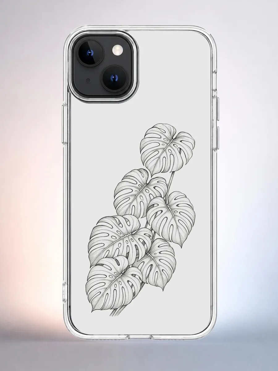 Чехол iPhone 14 монстера карандаш силиконовый