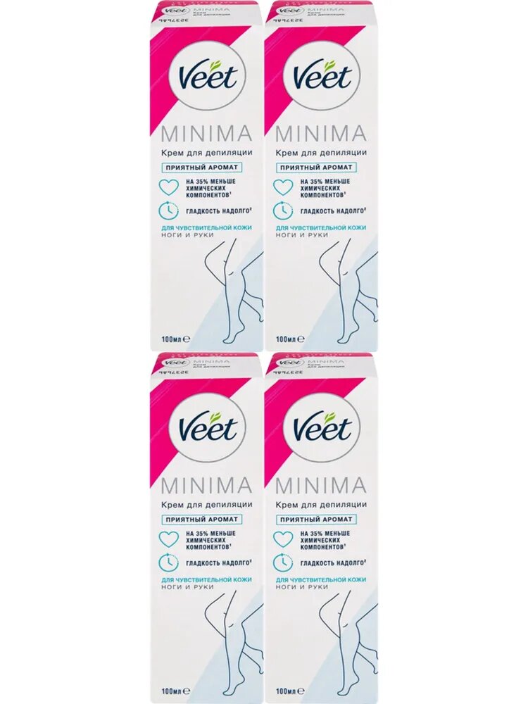 Крем для депиляции Veet для чувствительной кожи 100 мл, набор: 4 штуки