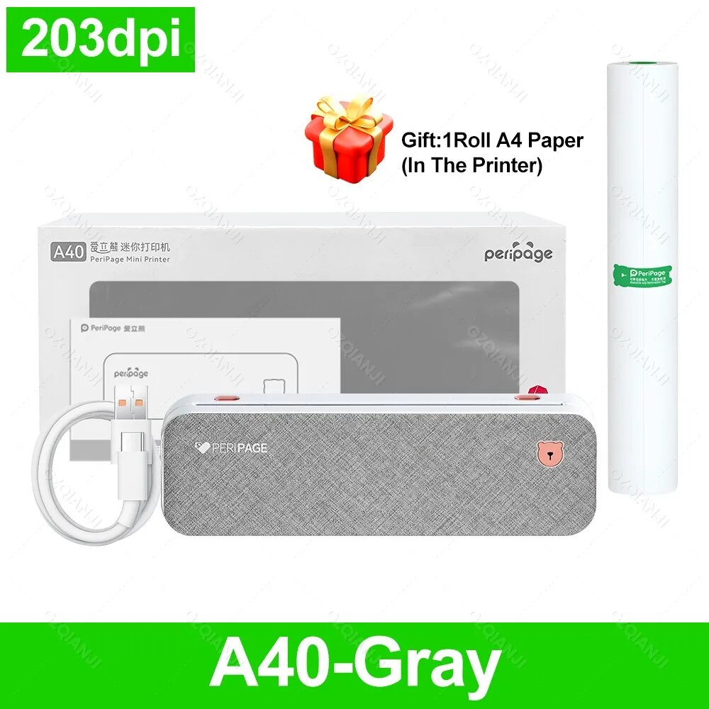 PeriPage A40 Серый Термопринтер A4-Gray