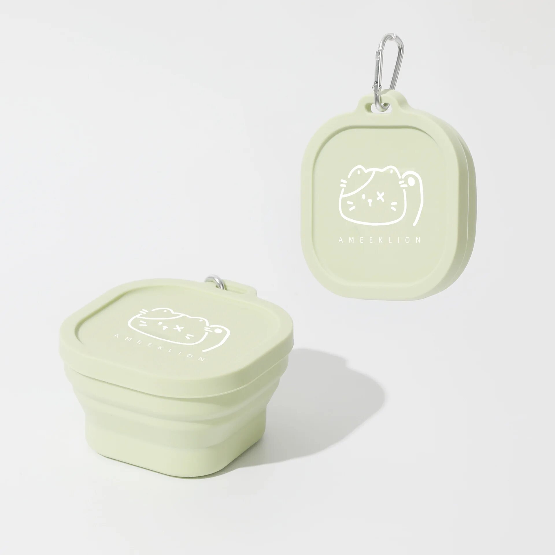 Складываемая силиконовая миска для собак и кошек Green (cat)
