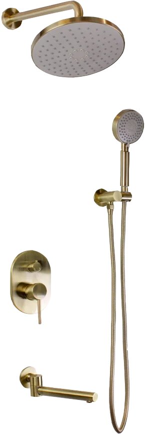 Душевой комплект Bronze de Luxe Scandi 14582BR 5 в 1, встраиваемый, с внутренней частью в комплекте, со смесителем, с изливом, с тропическим душем, латунный