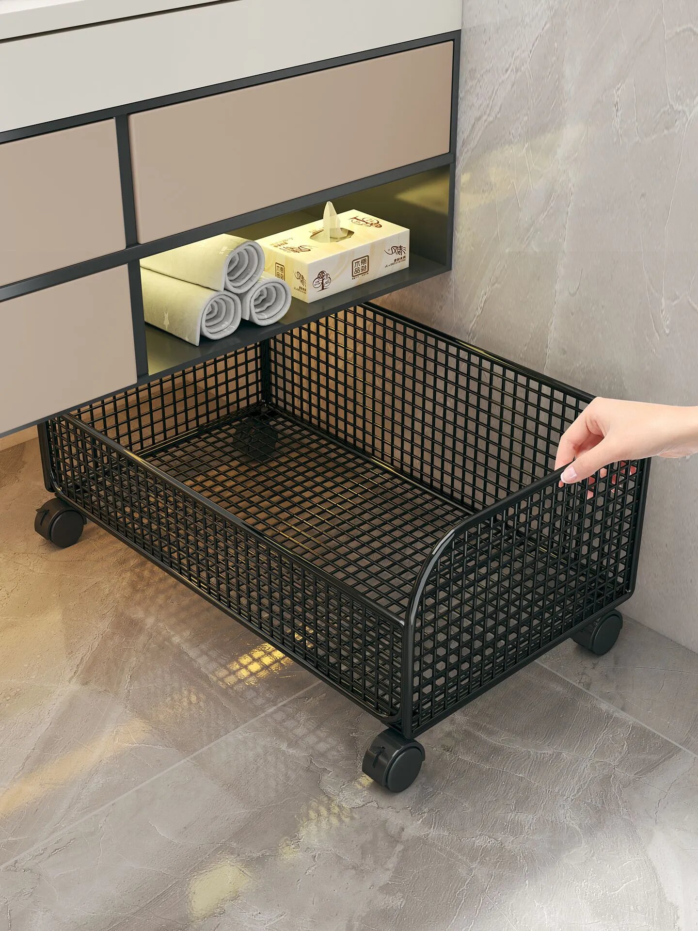 Контейнер для хранения вещей из железа, белый, размеры 43 x 28 x 22 см, 1 шт.