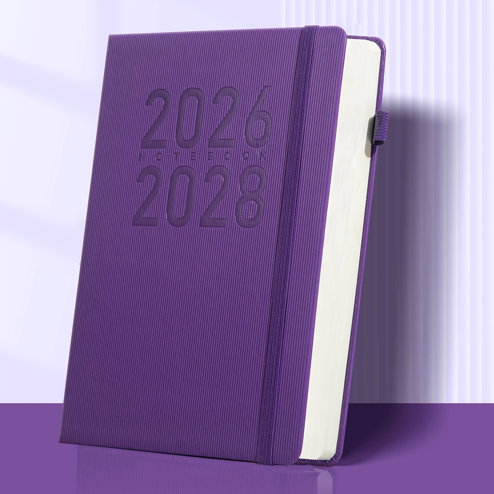 Планировщик на 3 года (2026–2028) с датами, фиолетовый, в полосатой обложке, компактный ежедневник для учебы и работы
