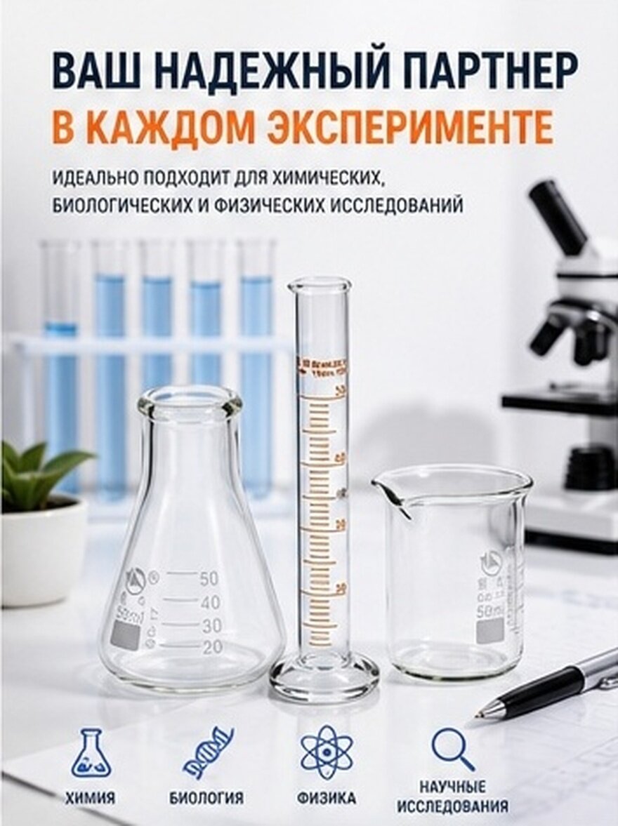 Набор Из Стекла Для Химических Экспериментов Включает Бак, Цилиндр И Флакон 6.00X5.20X4.50CM