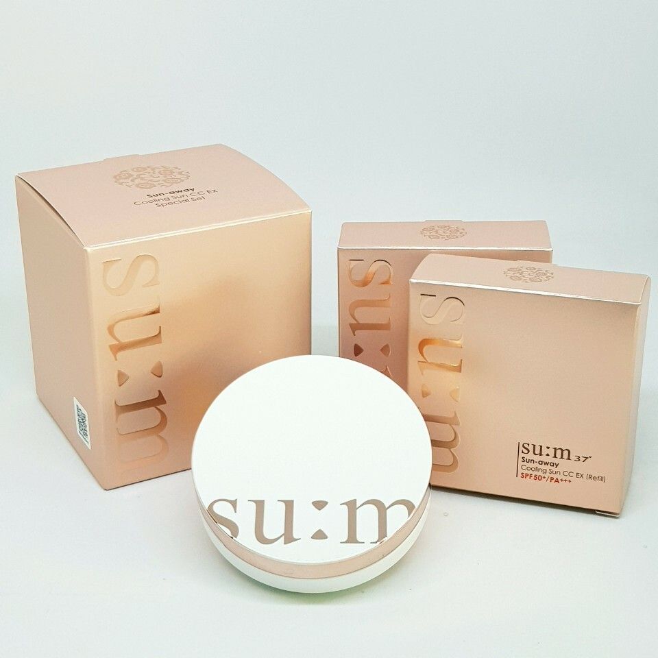SUM 37 Кушон Sun-away Cooling Sun CC SPF50+ 15г + 2 рефилла