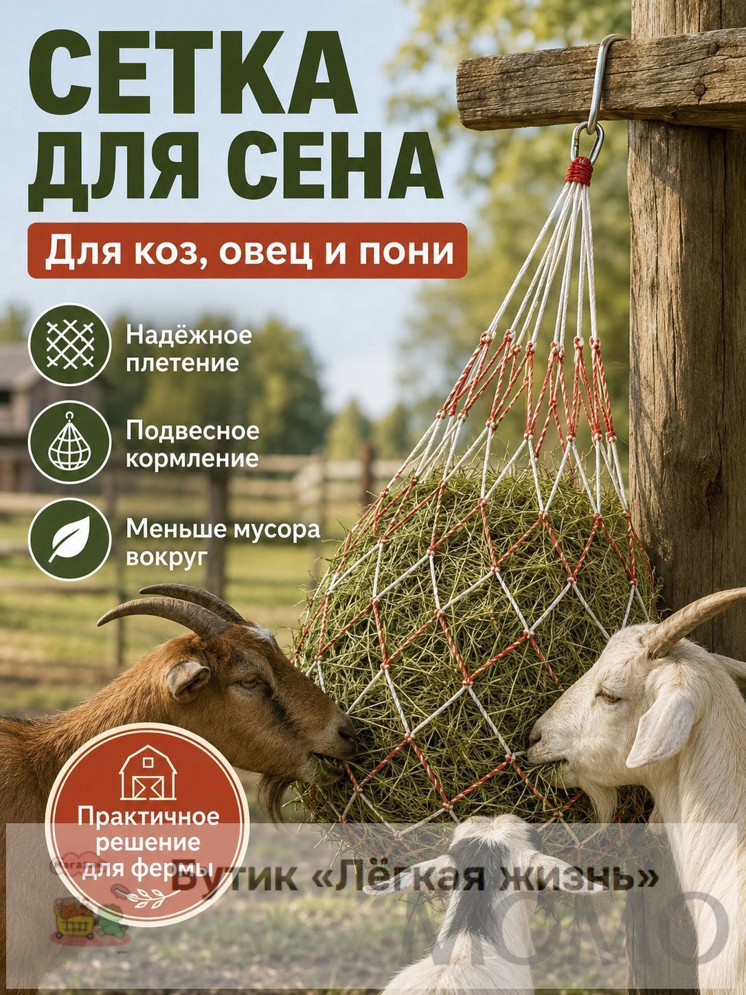 Медленная кормушка рептух, 120 см, сетка для кормления сельскохозяйственных животных, коз, лошадей, прочная, 10