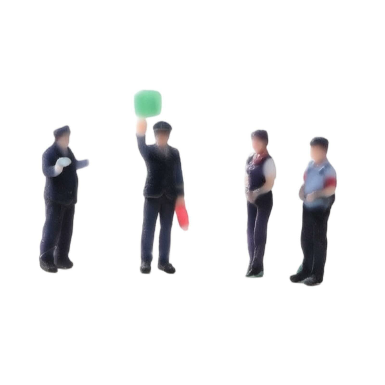 4 фигурки работников железнодорожной станции, масштаб 1/160, напечатанные на 3D-принтере, для создания диорам и коллекционирования.