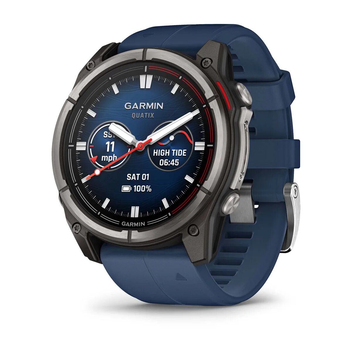 Умные часы Garmin quatix 8 – 51 mm, AMOLED GPS, Sapphire Titamium Bezel With Captain Blue Silicone Band