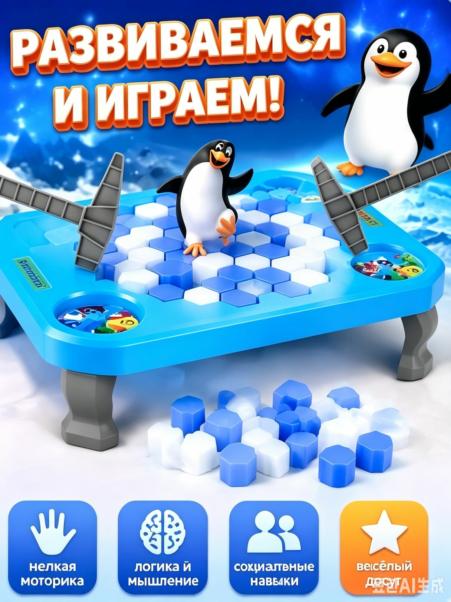 Настольные игры для детей Лас Играс / Чья льдина крепче ? / Испытайте себя на ловкость ради детей