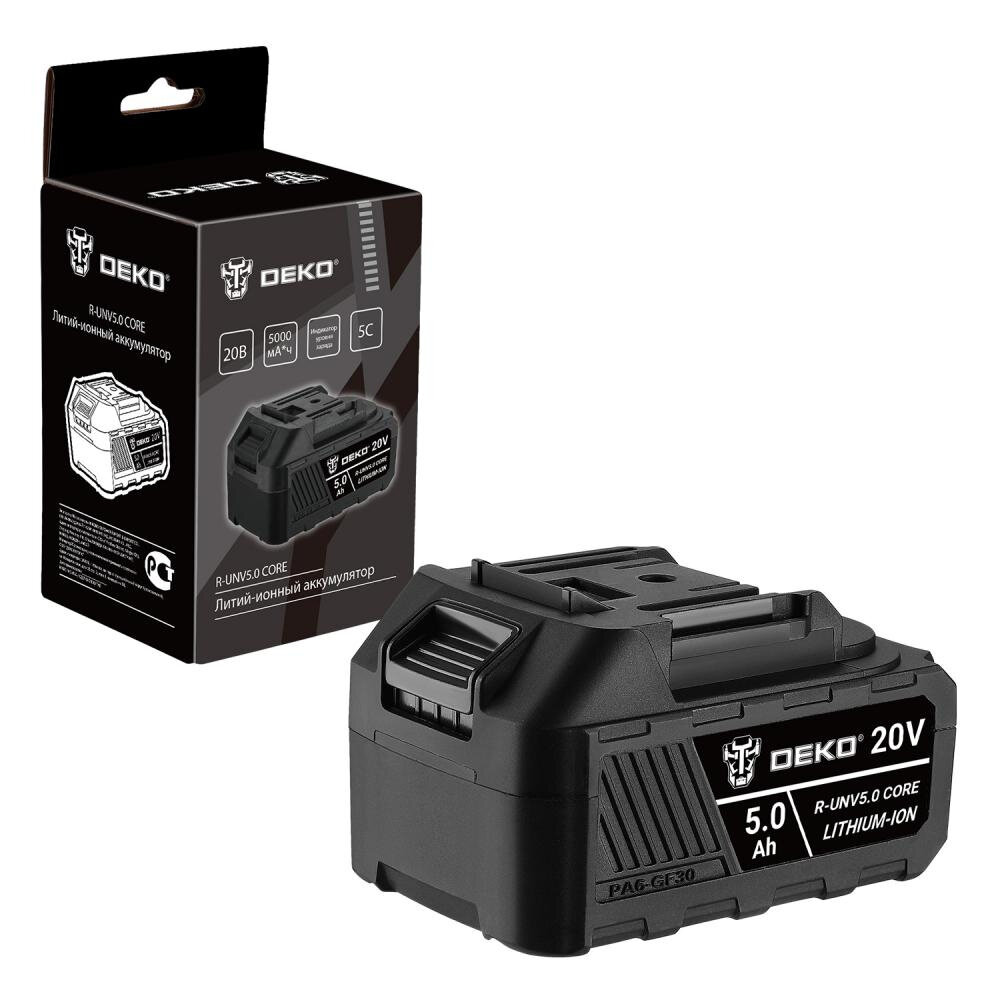 Аккумулятор Deko 083-1016 R-UNV5.0 CORE, Li-ion, 20В, 5.0Ач