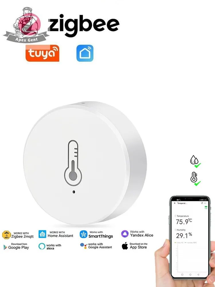Tuya Zigbee Датчик температуры и влажности в помещении, бытовой термометр