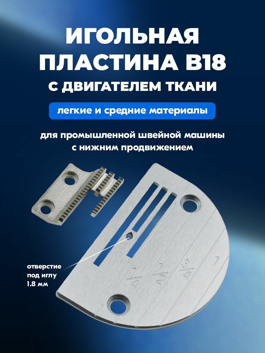 Игольная пластина с разметкой B18 + рейка зубчатая для промышленных швейных машин
