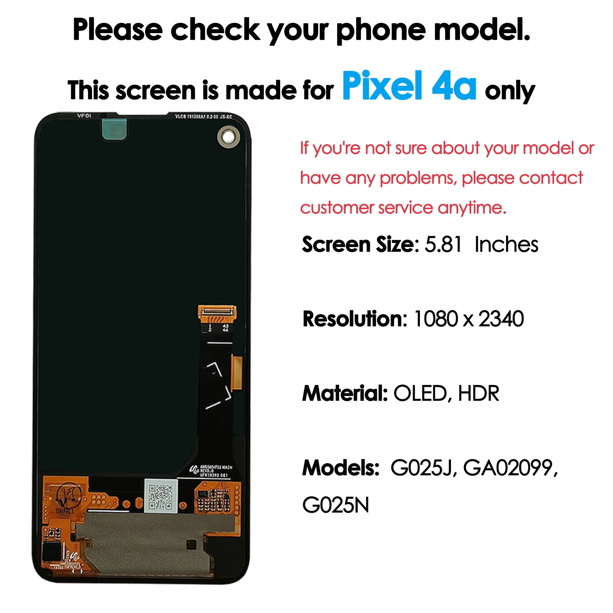 OEM качество OLED для Google Pixel 4A 4G Замена экрана ЖК-телефона Мобильный дисплей Сенсорный дигитайзер в сборе Ремонт