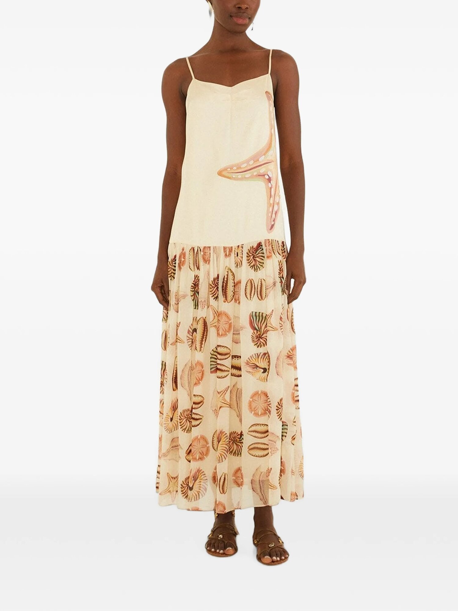 Платье Sand marine shells pleated sleeveless maxi dress