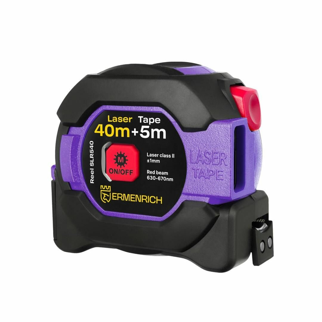Рулетка с лазерным дальномером Ermenrich Reel SLR540, фиолетовый