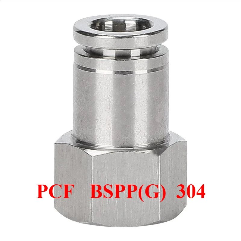 Пневматический фитинг PCF PLF 1/8 1/4 3/8 1/2 дюйма 1/4", 8mm, SS304 BSPP PCF