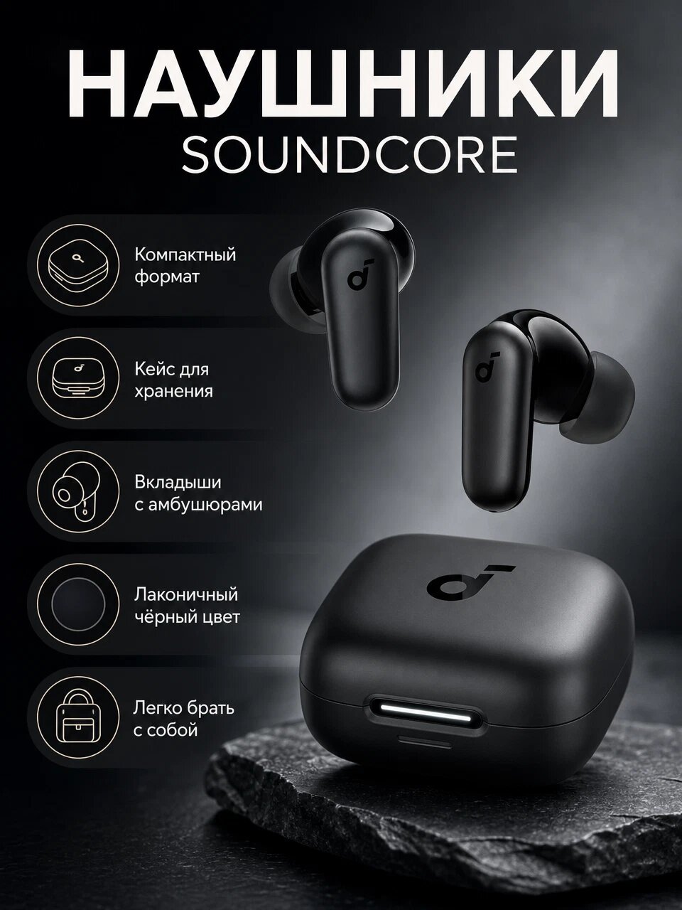 Беспроводные наушники с активным шумоподавлением Soundcore by Anker R50i NC - Black