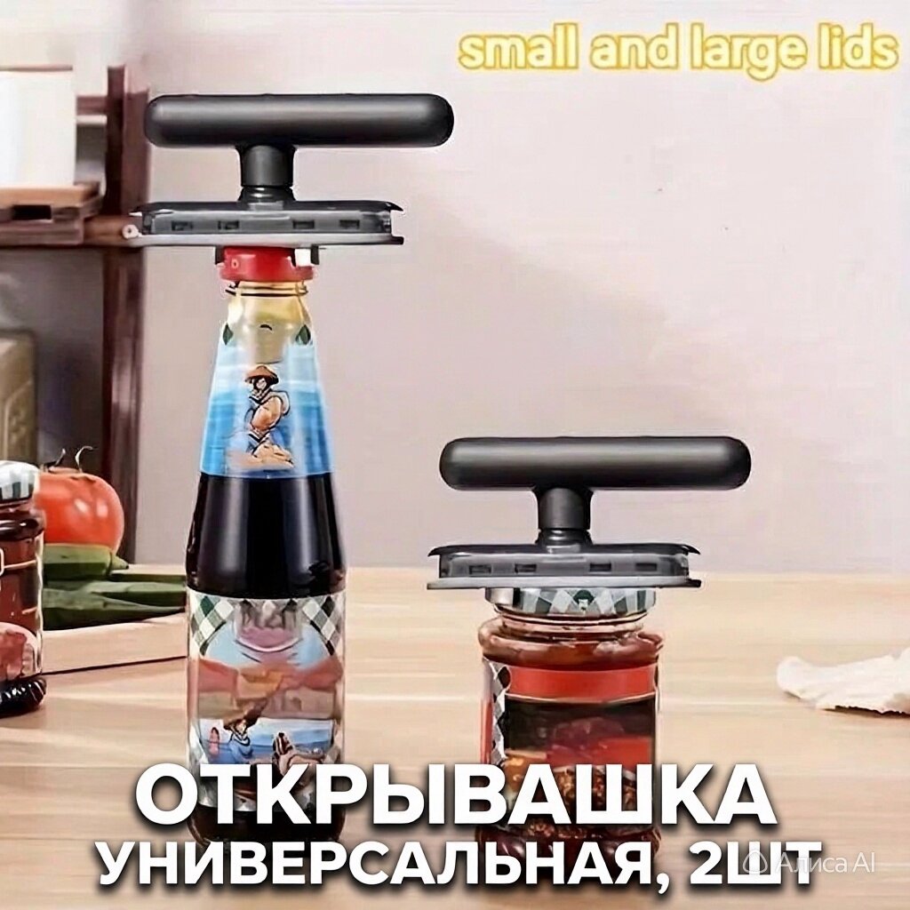 2 (две) Открывалки универсальные для крышек разных диаметров, нержавеющая сталь/полипропилен, открывашка винтовых крышек