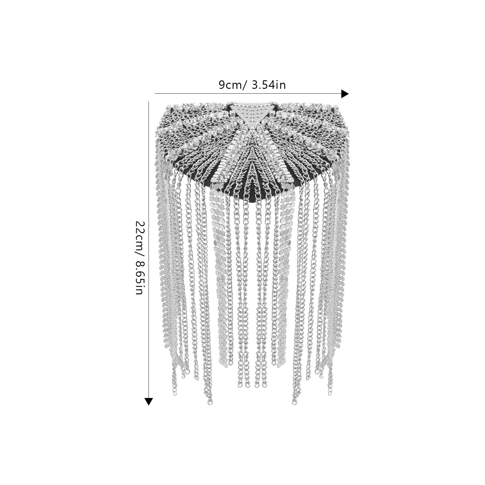 Винтажные Плечевые Эпauletты С Фирменными Камнями И Подвесками Серебристого Цвета 22.00X9.00X0.30Cm