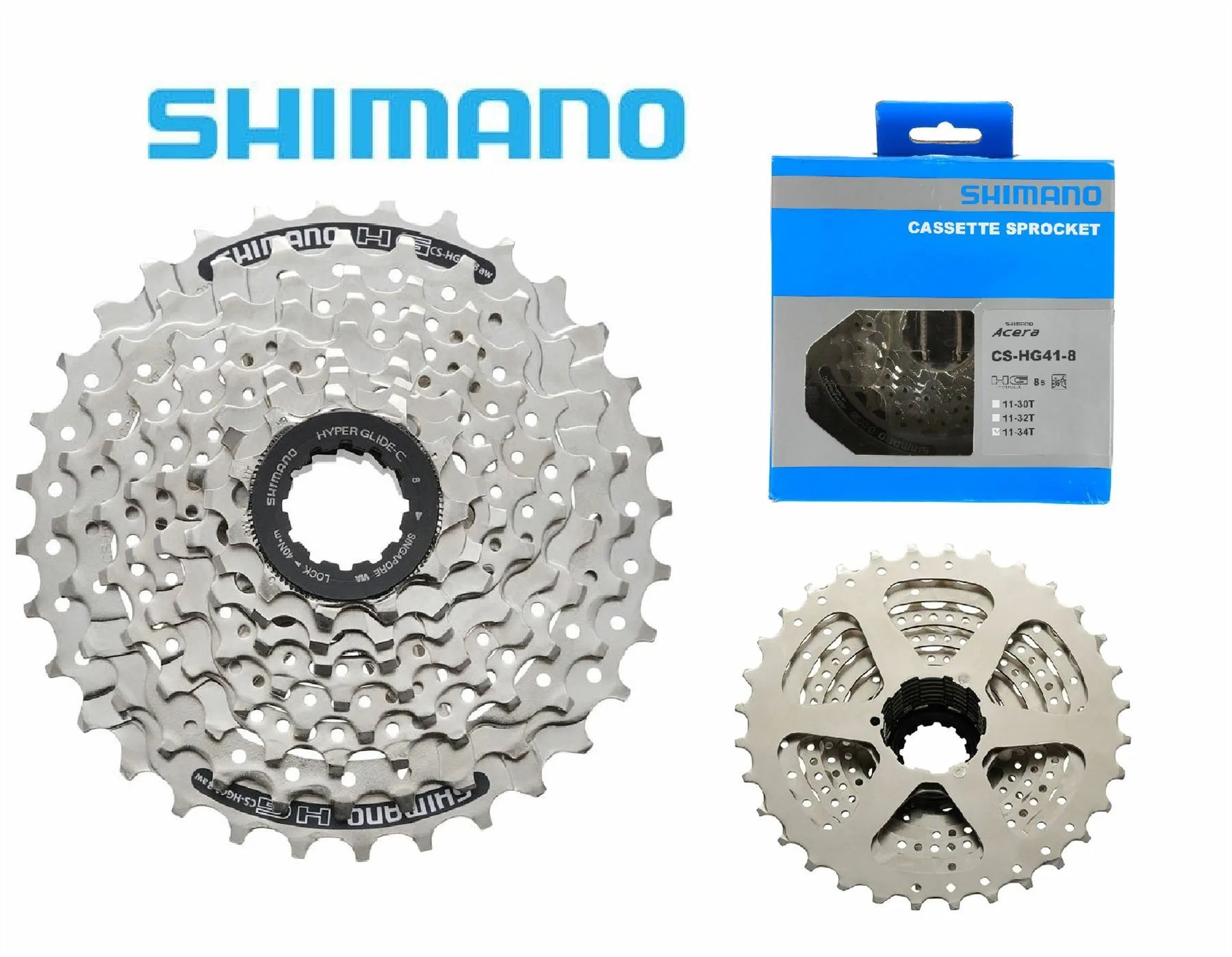Кассета на 8 скоростей, Shimano HG41 11-34T, серебристая