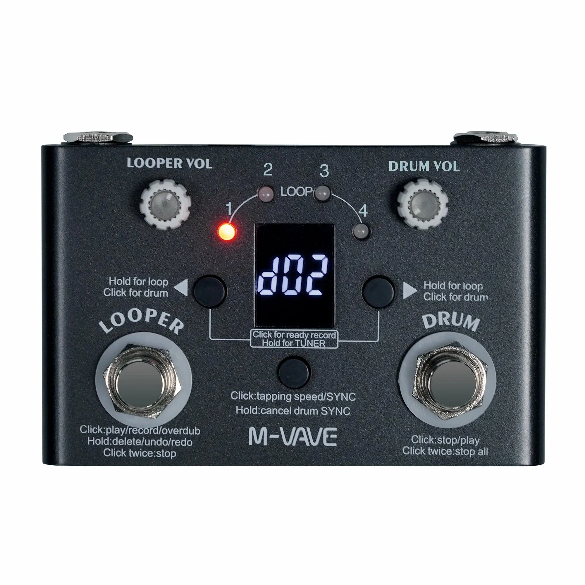 Лоопер M-Vave "Looper Effector", 30 барабанных ритмов, бирюзовый, 2 в 1