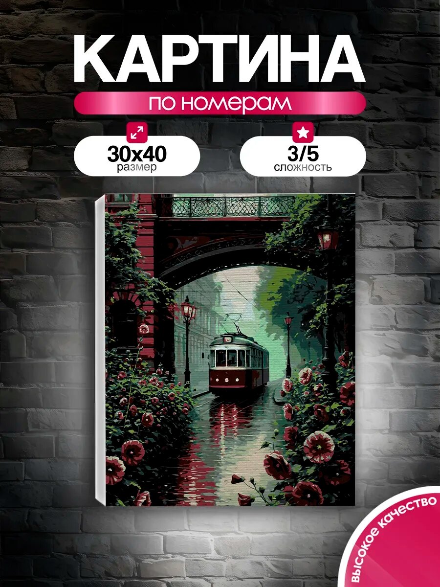 Картина по номерам 30x40 Трамвай