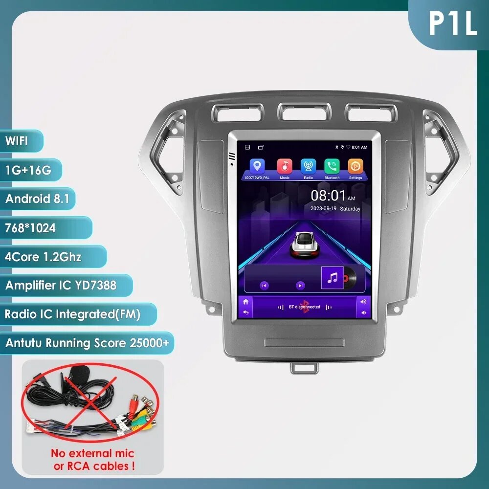Автомобильная магнитола на Android для Ford Mondeo 4 Galaxy 2006 - 2010 мультимедийная стерео 9,7 дюймовый вертикальный экран Carplay Авто Android головное устройство
